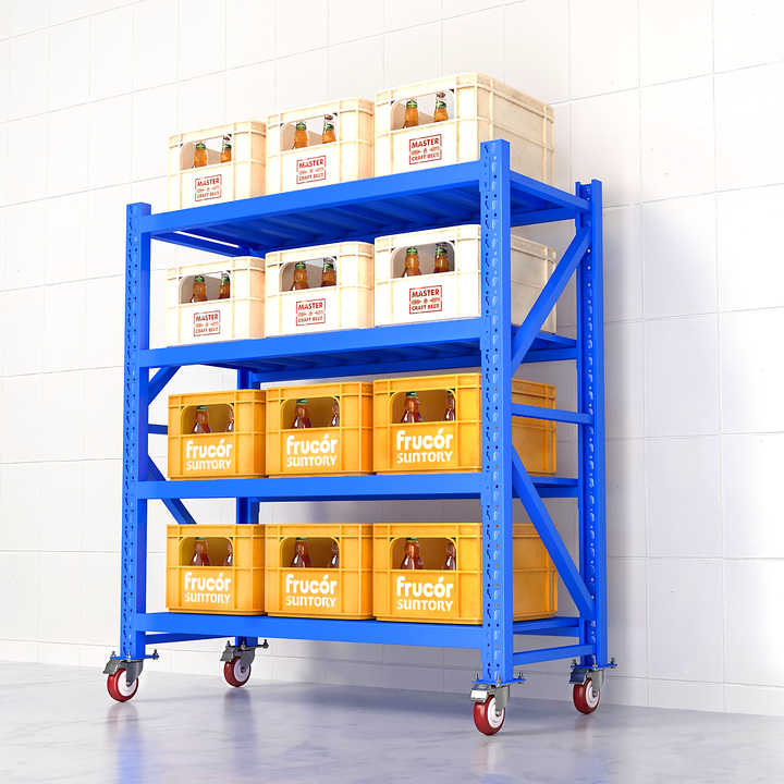 Shelved Racking Metal Storage Rack Unit with Wheels Heavy Duty Metal 6 ...
