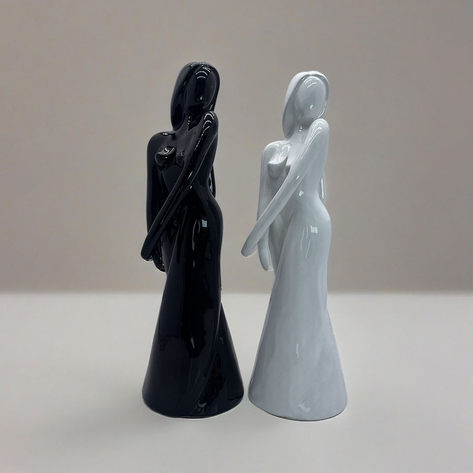 Ceramic Black / White Abstract Female Curve Art Sculpture Home Decor ...