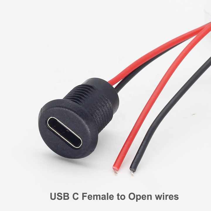 2P Open Wires Waterproof USB-C Port to JST PH2.0 Connector Charger ...
