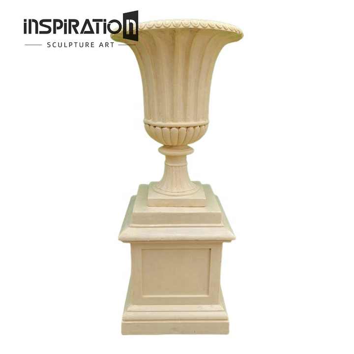 Ancient Stone Flower Pot - Roman Empire Round Cast Stone Vase