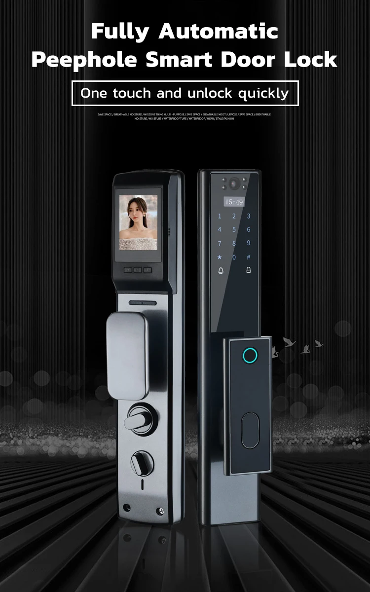 Hido Fingerprint Lock Automatic Camera Video Doorbell Peephole Cam ...