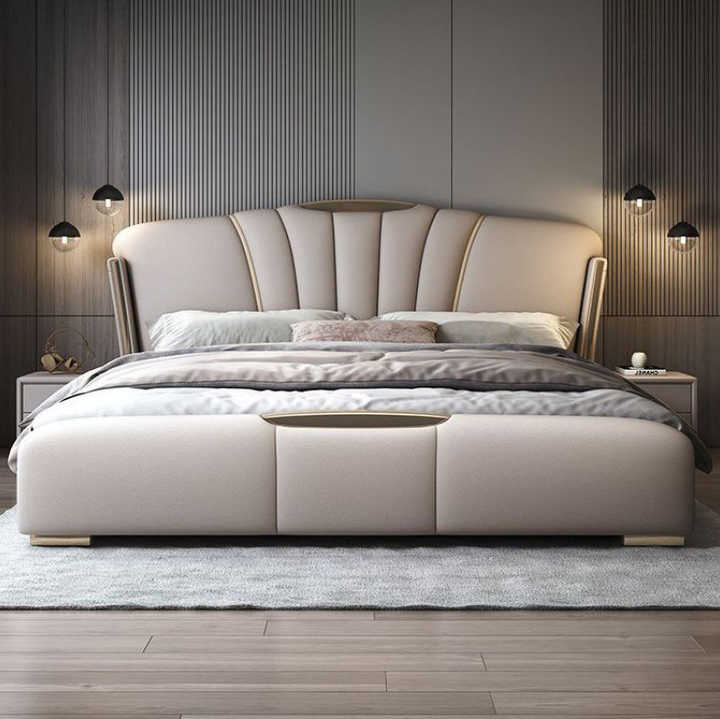 Light Luxury Household Solid Wood Double Bed - King Size