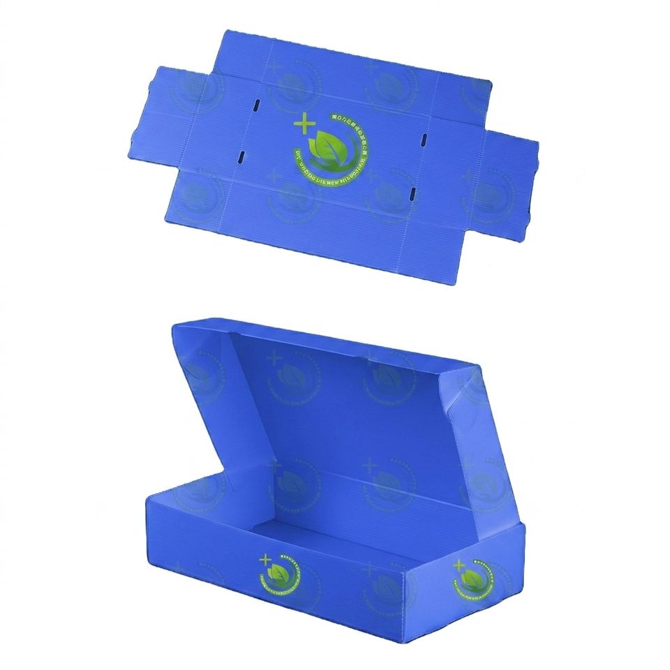 Custom Printed PP Corrugated Plastic Box with Attached Lid Reusable ...