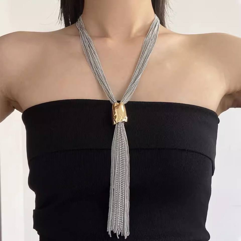 Kaimei 2026 Fashion Jewelry Luxury Gold Multi layer Tassel Collar Chain ...