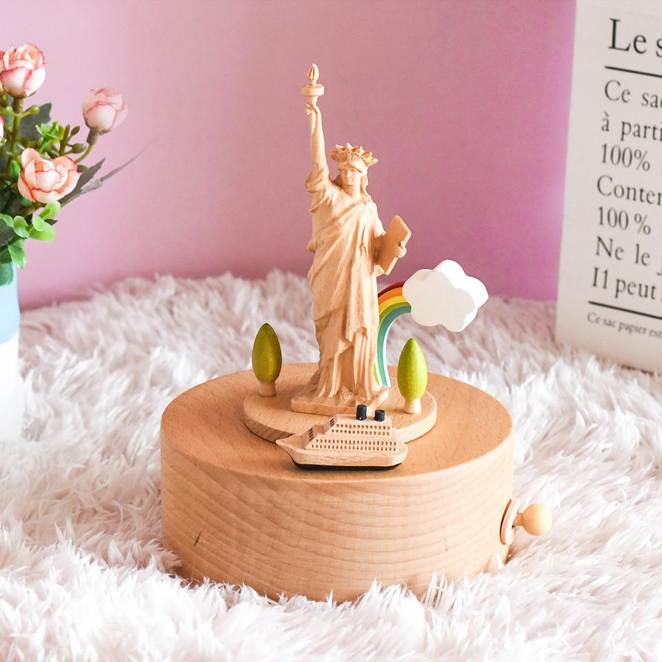 Wooden Statue of Liberty Music Box Hot Style American Cultural Souvenir ...