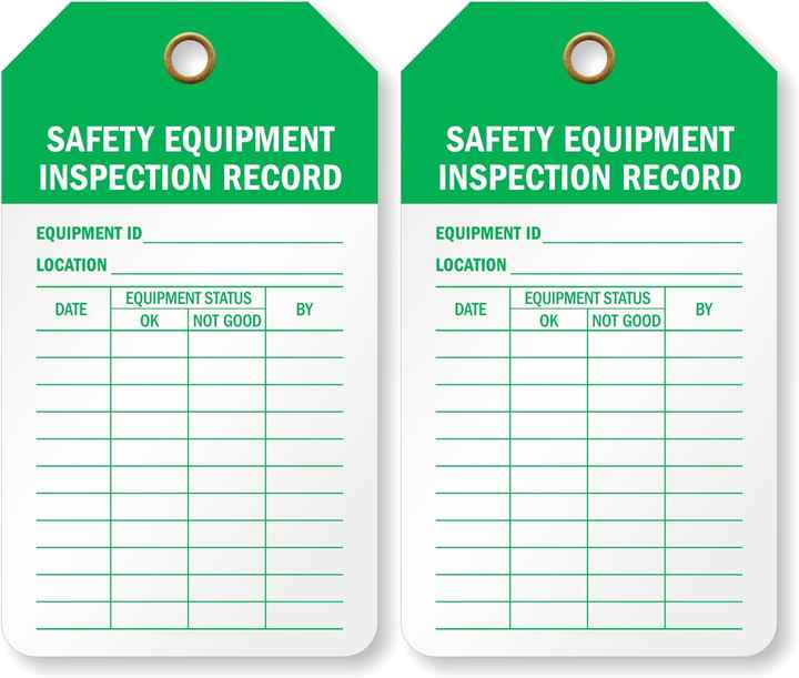 2 Sided Safety Equipment Inspection Tag for Accident Prevention Custom ...