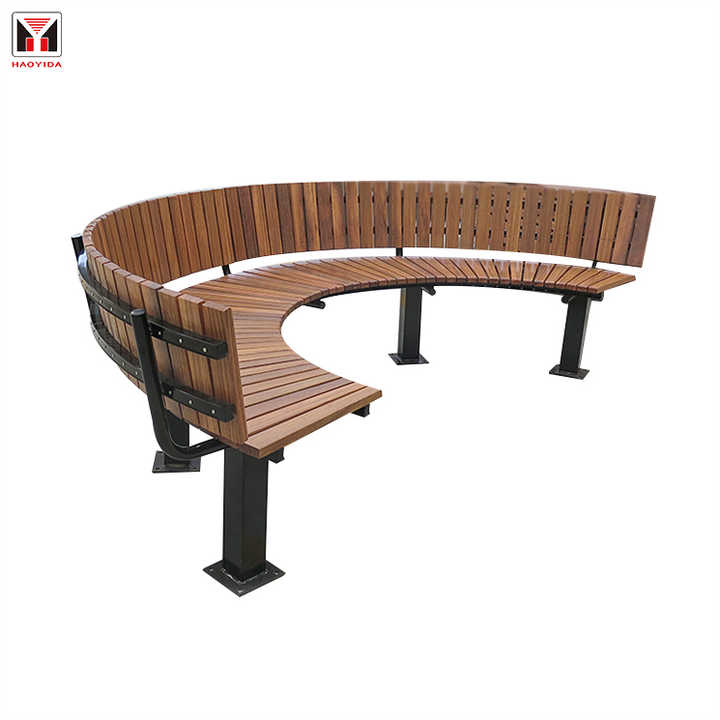 Modern Metal Garden Outdoor Curved Wood Bench - Durable & Stylish