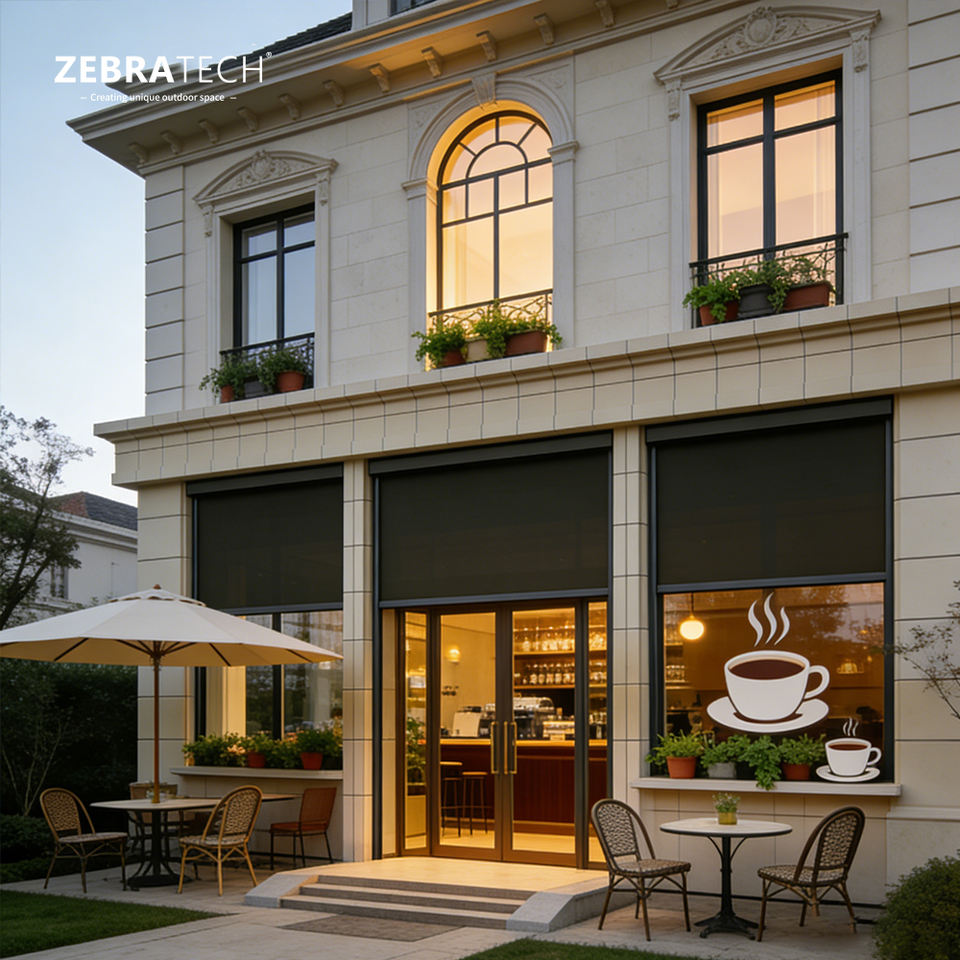 Modern Outdoor Built-In Electric Windproof Motorized Roller Blinds ...