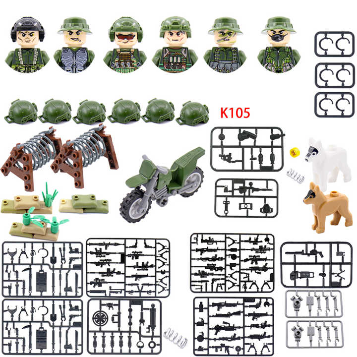 WW2 Gun Toy Set: Building Blocks Model with 6 German Soldier Figures ...