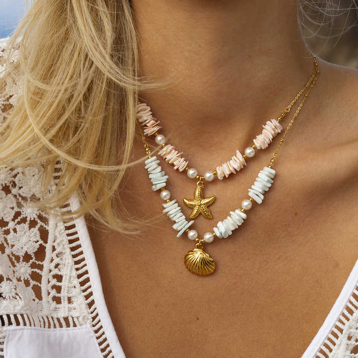 Shop Our 2024 Trendy Ocean Charms Necklace - 18K Gold Plated