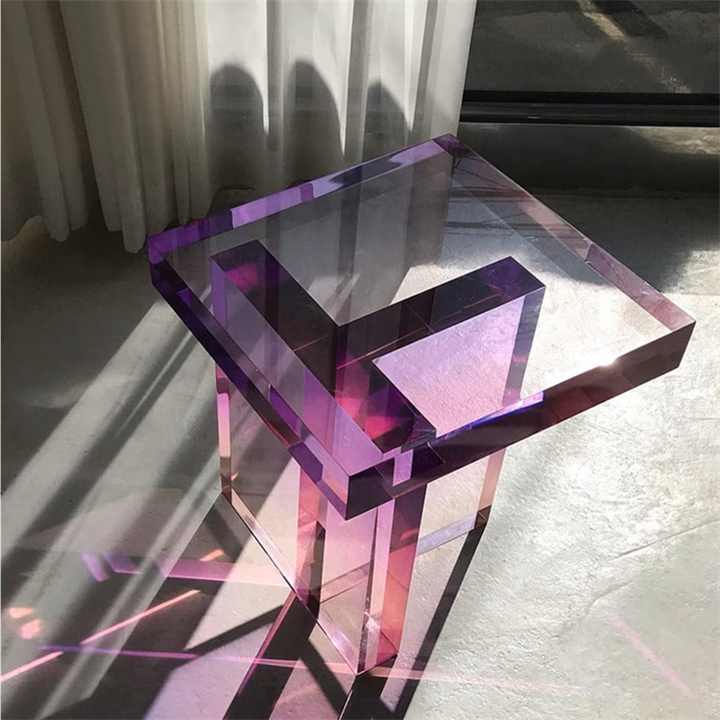 Modern End Table Acrylic Purple Nightstand Side Table Clear Perspex ...