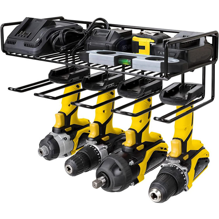 2-Layer Power Tool Organizer Holder Hand-Operated Steel Wall Storage ...