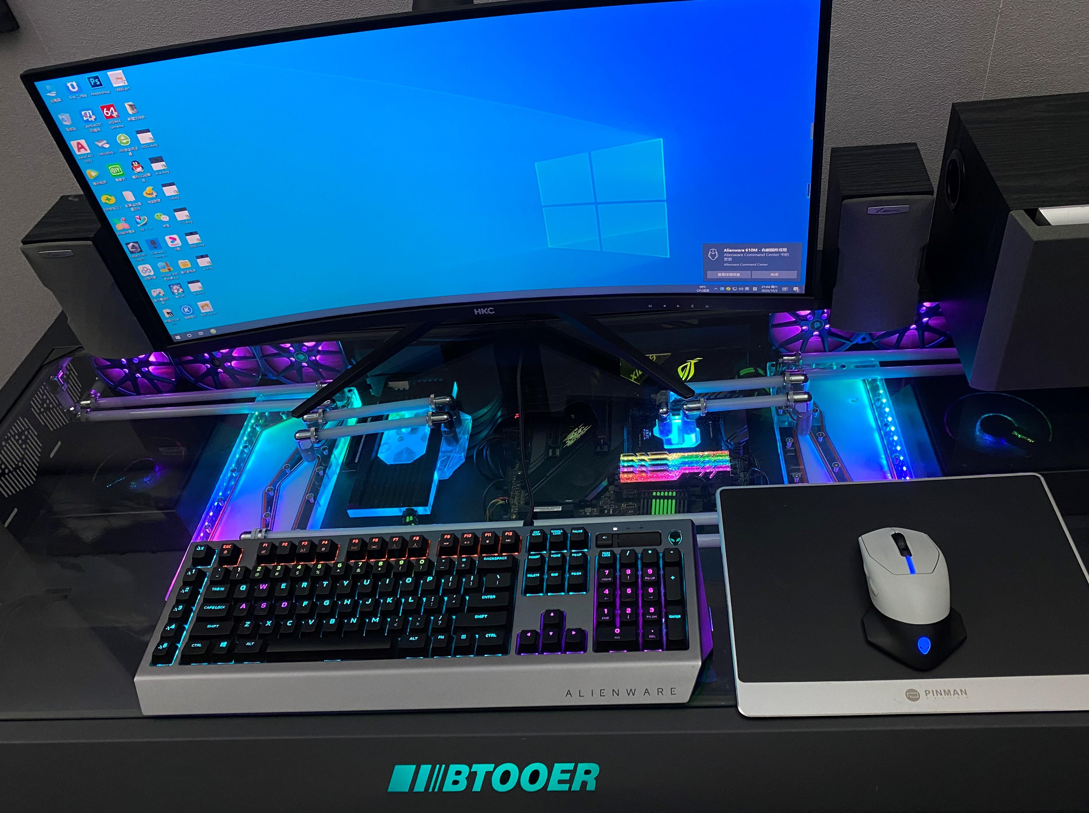 Homemade Tempered Glass Side Panel Desktop Computer Desk RGB ATX PC ...