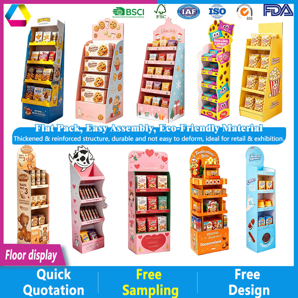 Retail Supermarket Snack Promotion Floor Rack Custom Corrugated ...
