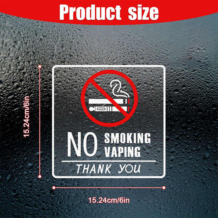 6x6 Inch Clear No Smoking Stickers Vinyl Waterproof No Vaping Sticker ...