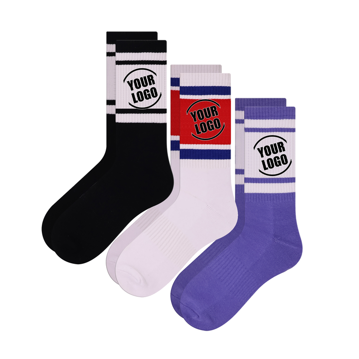 Free Design And Samples Mid Tube Socks Men's Trendy Crew Socks Black ...