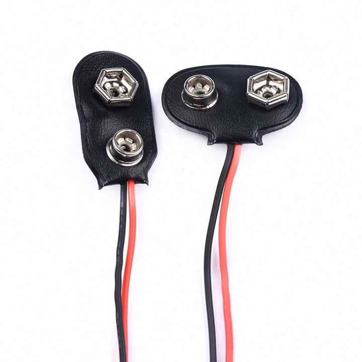 T Type 9 Volt Battery Snap Connector Clip With Lead Wires 15cm Soft ...