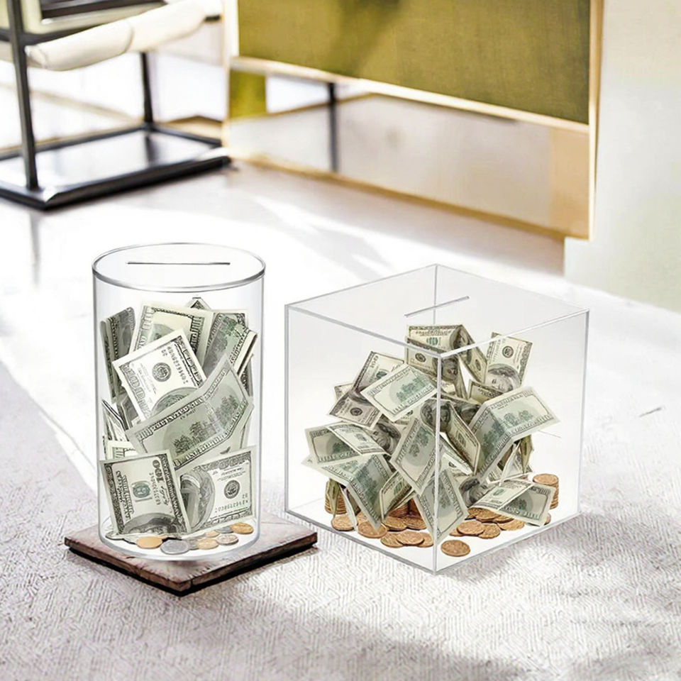 Modern Clear Acrylic Coin Container Popular Eco-Friendly Gift for ...