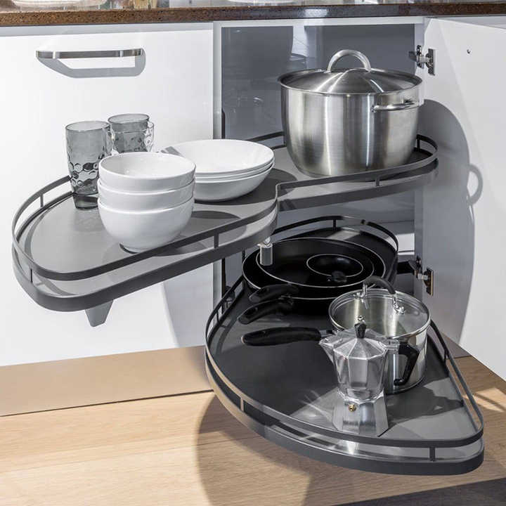 Modern 2-Tier Swing Tray for Kitchen Cabinet Magic Corner Revolving ...