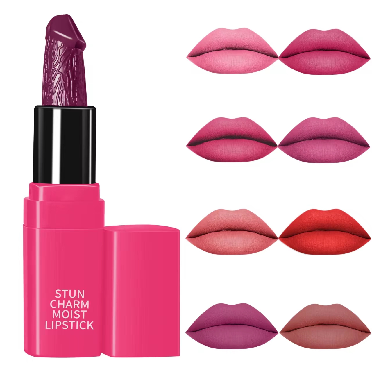 KH01A High Quality Moisturizing Mushroom Wholesale Nude Lipstick Vegan Velvet Matte Penis Lipstick Private Label Custom Lipstick