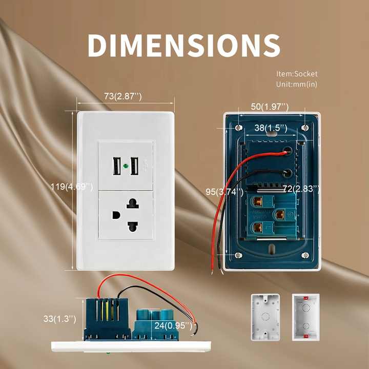 Electrical Wall Socket 118B Series 3 Pole Thailand Socket With USB ...