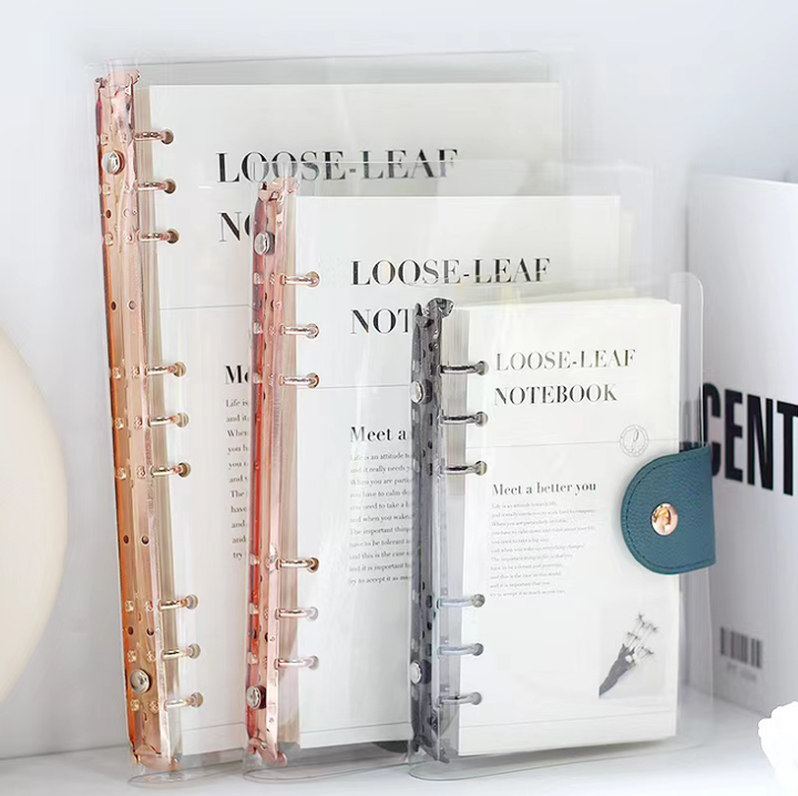 PVC clear Cover Lose Leaf Binder Note Books A5 A6 B5 Transparent ...