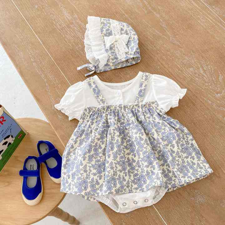 RTS Engepapa Summer Clothes Full Moon Baby Clothes Small Broken Flower ...