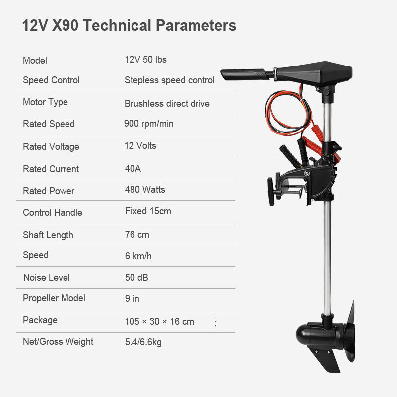 New 12V Electric Outboard Motor with Brushless and Control Handle ...