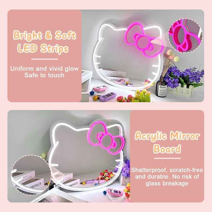 Anime Neon Mirror - Creative LED Lighting for Bedrooms
