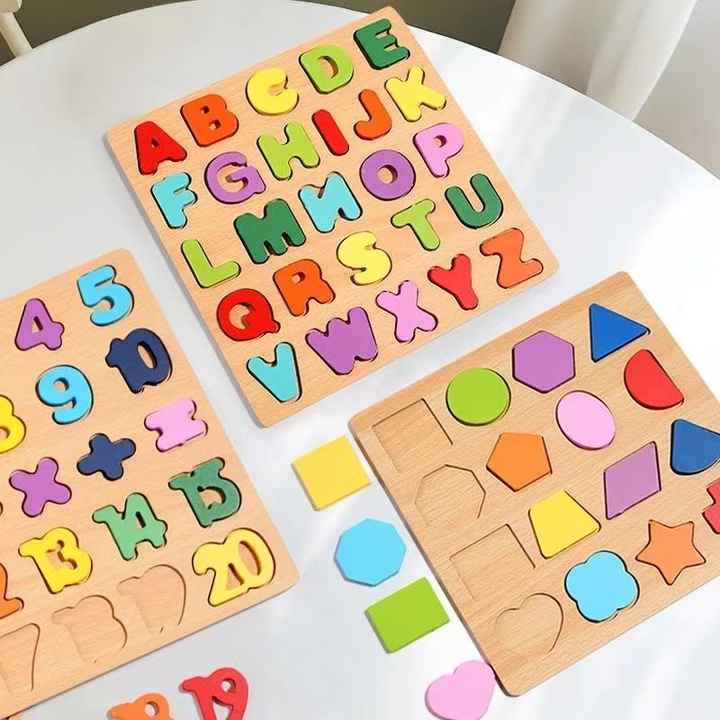 Wholesale Wooden Board Alphabet Number Kids Montessori Puzzle