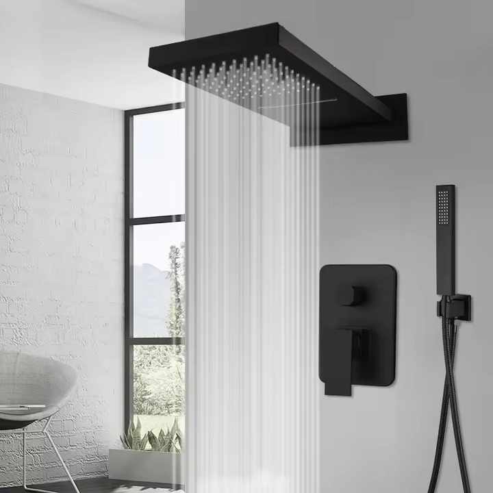 Luxury Waterfall Rainfall Brass Shower Faucet Mixers Wall Mounted ...