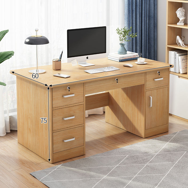 Office Workstation Desk and Chair Set with Drawer Modern Simple Wood ...