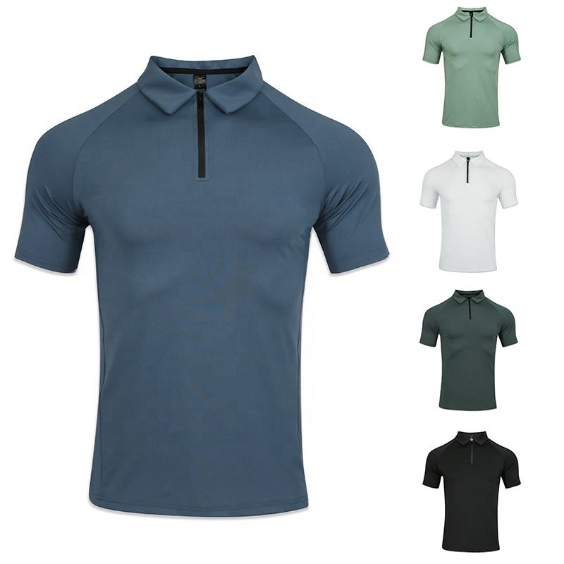 Men's Quarter Zip Shirts Slim Fit Short Sleeve Sports T Shirts Summer ...