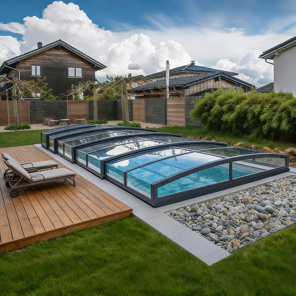 Modern Aluminum Retractable Sunroom Outdoor Resort Retractable Swimming ...