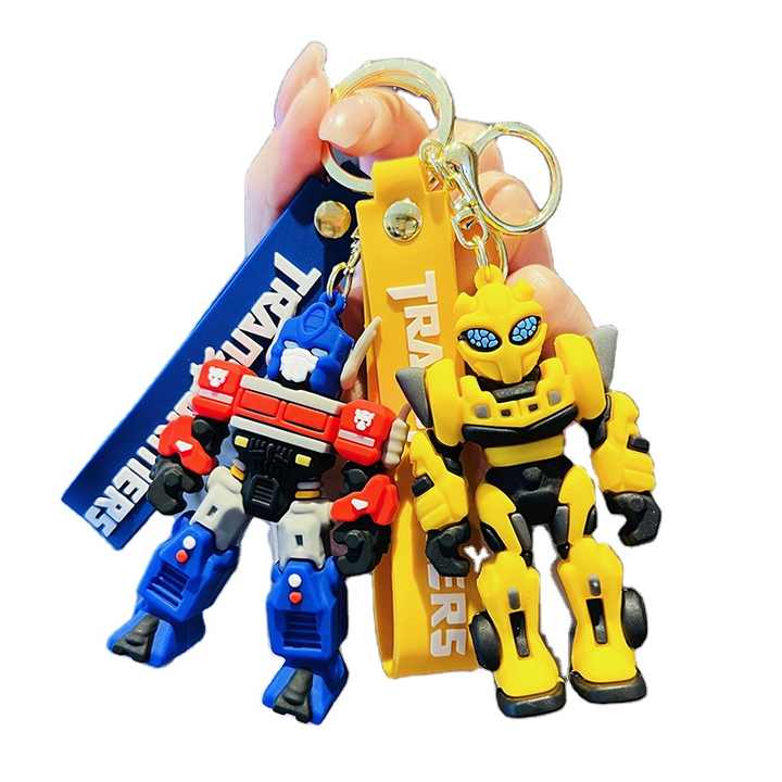 Optimus Prime & Cute Couple Cartoon Car Robot PVC Keychain Creative ...