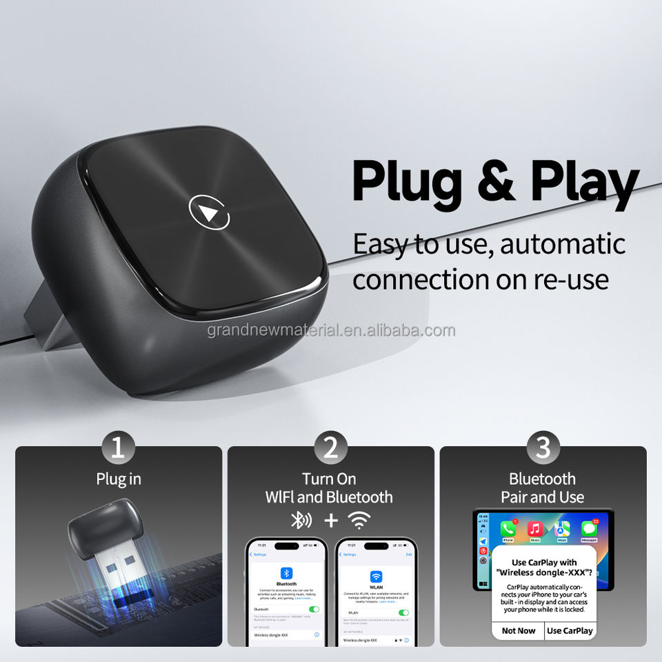 Grandnavi Mini Wireless Carplay Android Auto Adapter Voice Control ...
