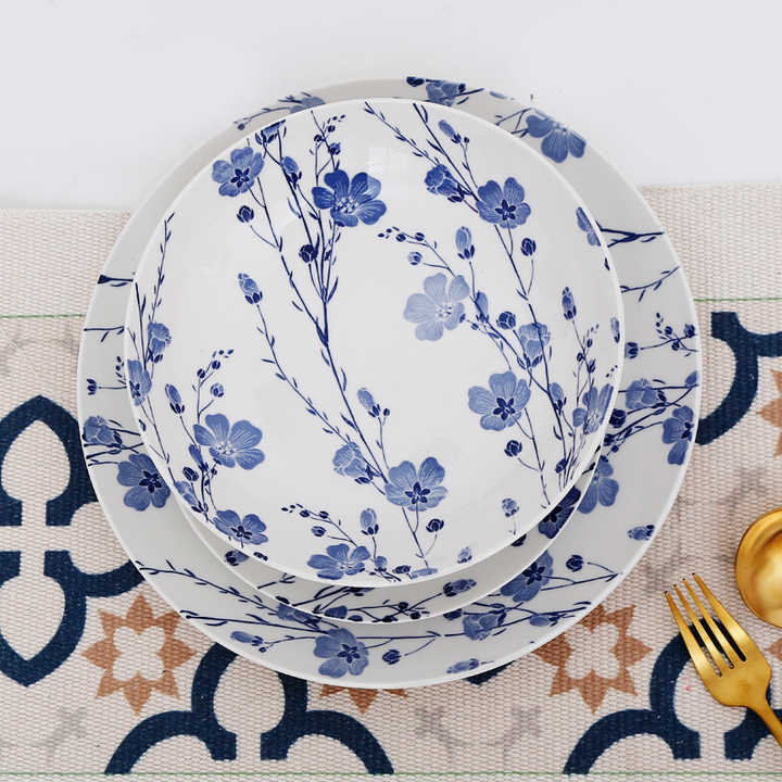 Luxury 18pcs Blue Flower Dinnerware Dinner Plate Set Dinnerware ...
