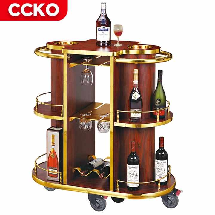 Hotel Restaurant Wood Gold Utility Cart - Perfect for Parties