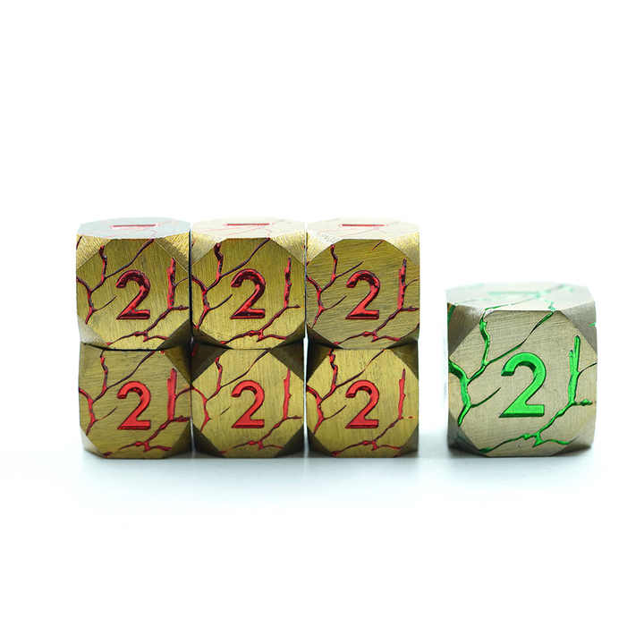 Single 6-Sided Gold Metal Polyhedral Square Dice Zinc Alloy Crack Shape ...