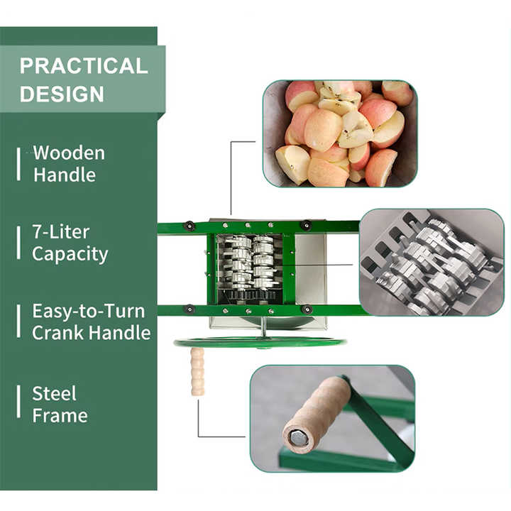 7L Fruit Crusher Manual Stainless Steel Apple Grape Grinder Household ...
