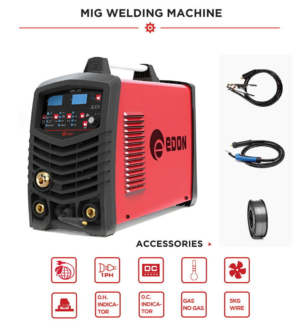 Edon Mig Máy Hàn Thông Minh Mig-200 5kg Khí Gasless Mig Mag Mma Biến T ...