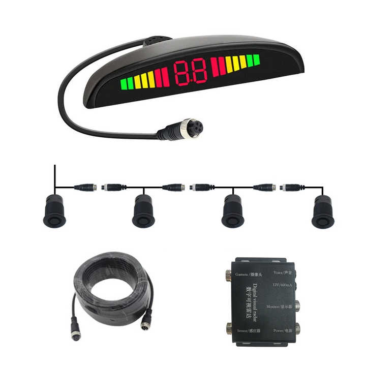 24V Commercial Truck Parking Sensor System 4 Waterproof Sensors LED ...