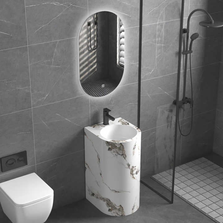 Modern Smart Mirror Wall-Mounted Rock Slab Bathroom Vanity Combo for ...
