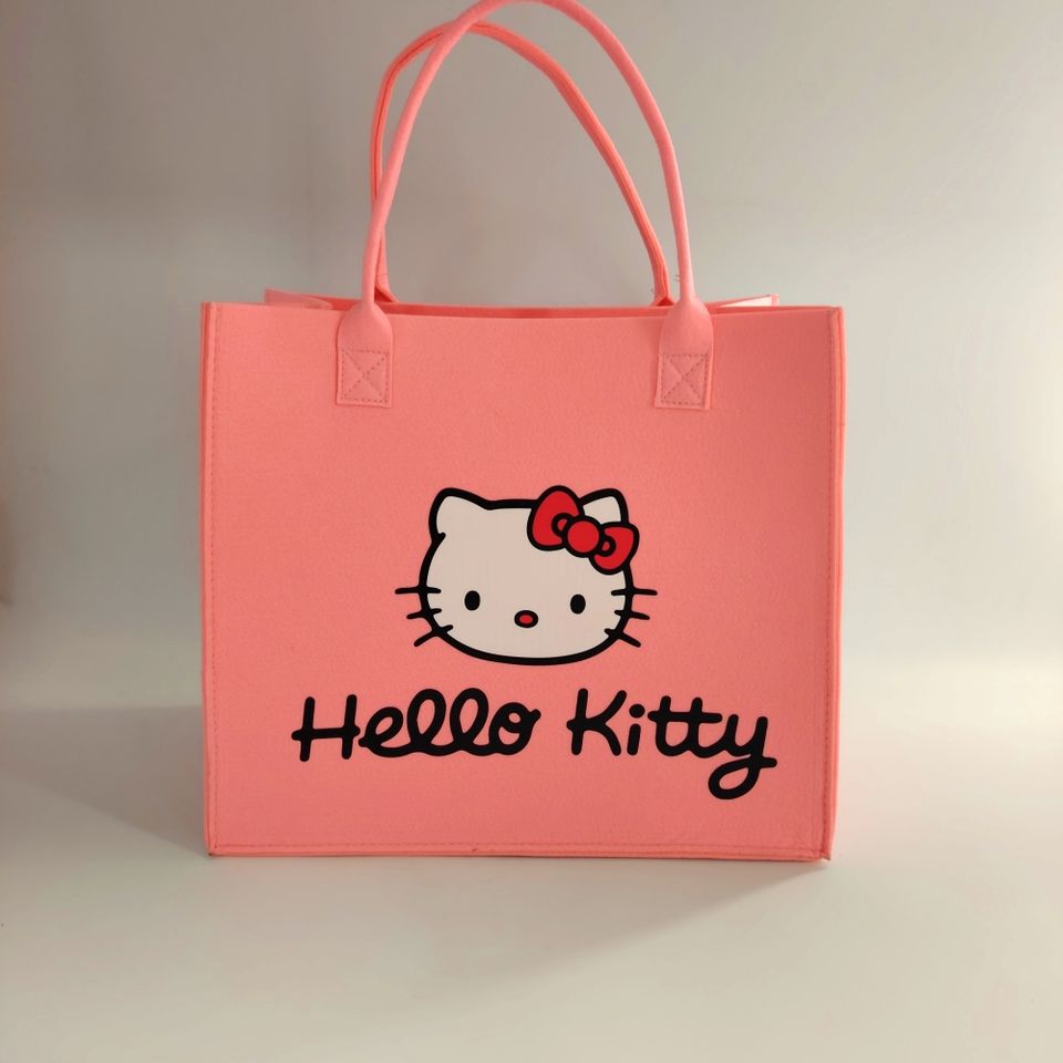 Cartoon Kitty Graphic Large Capacity Custom Logo Daily Shopping Felt ...