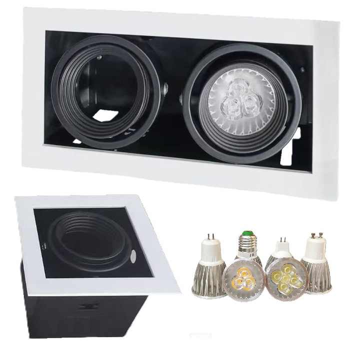 Single Double Head E27 Mr16 Spotlight Fixtures Fitting Frame square ...