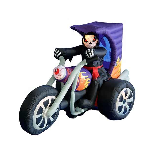 210cm 7ft Inflatable Skeleton Ghost Who Rides A Tricycle For Halloween ...