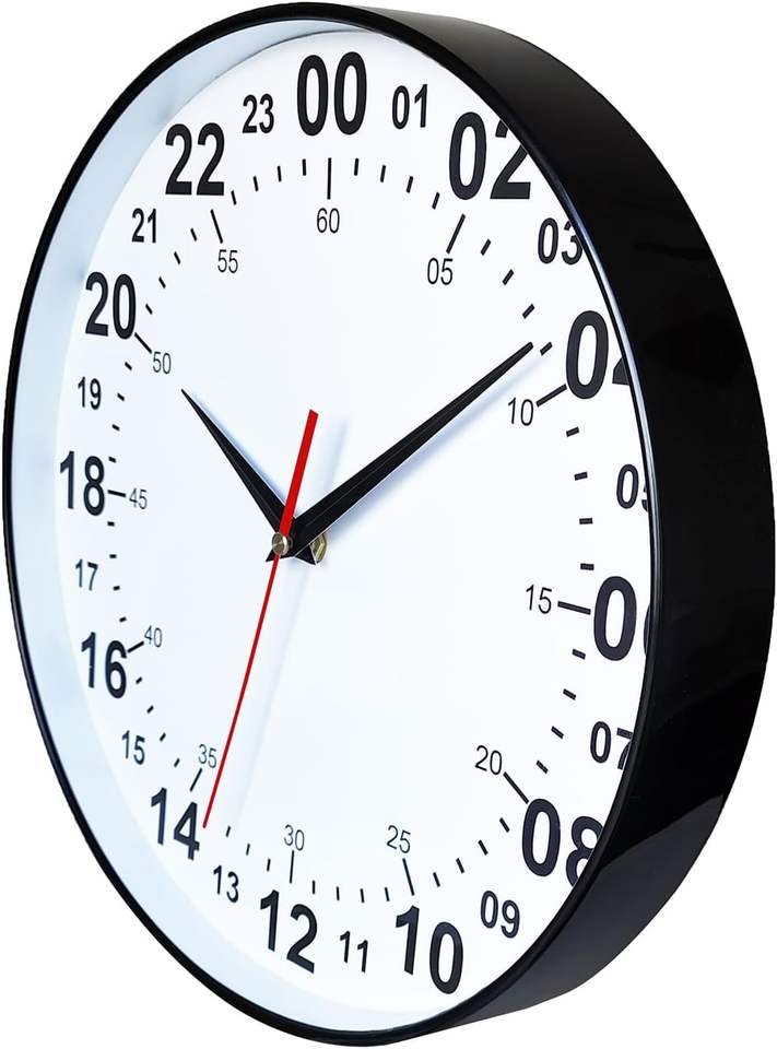 12 Inch Modern Analog Clock Custom Logo 24-Hour Round Wall Clock Quartz ...