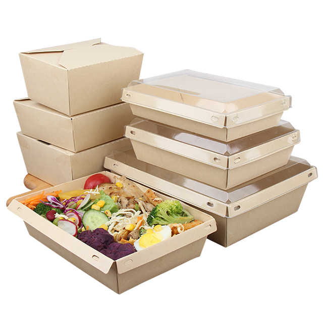 Custom Print Logo Disposable Bamboo Paper Lunch Boxes