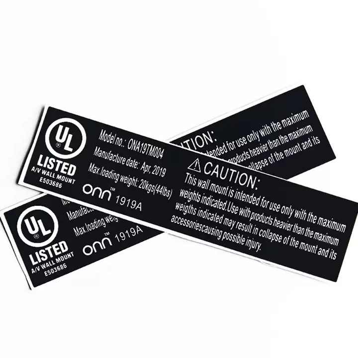 Custom Black Glossy Electronics Product Label Vinyl Waterproof Scratch ...