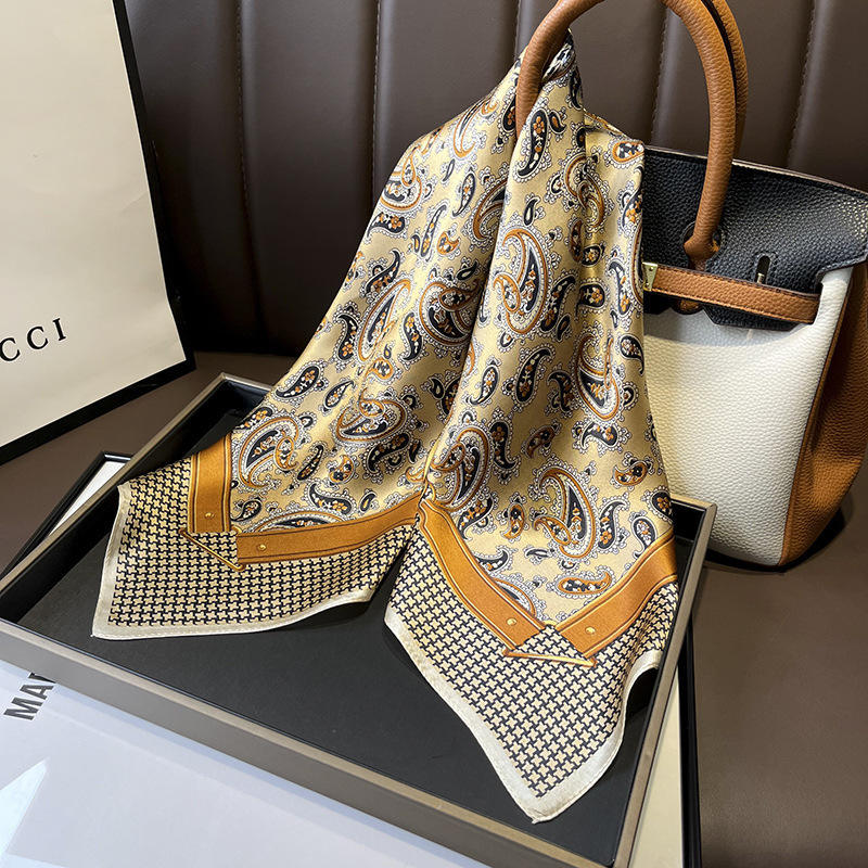 Dark Green Real Silk Screen Print Custom Floral Pattern Scarf High ...